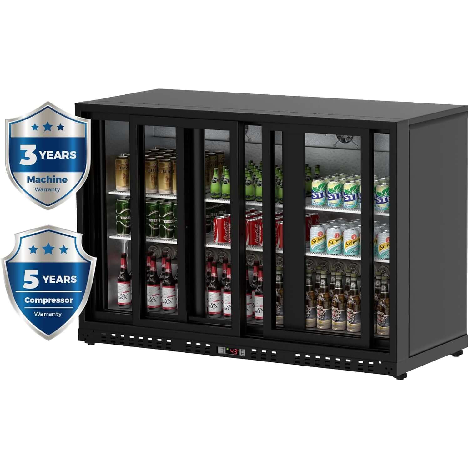 11.4 Cu.Ft Back Bar Cooler 53.2" W Glass Sliding Door Bar Fridge With