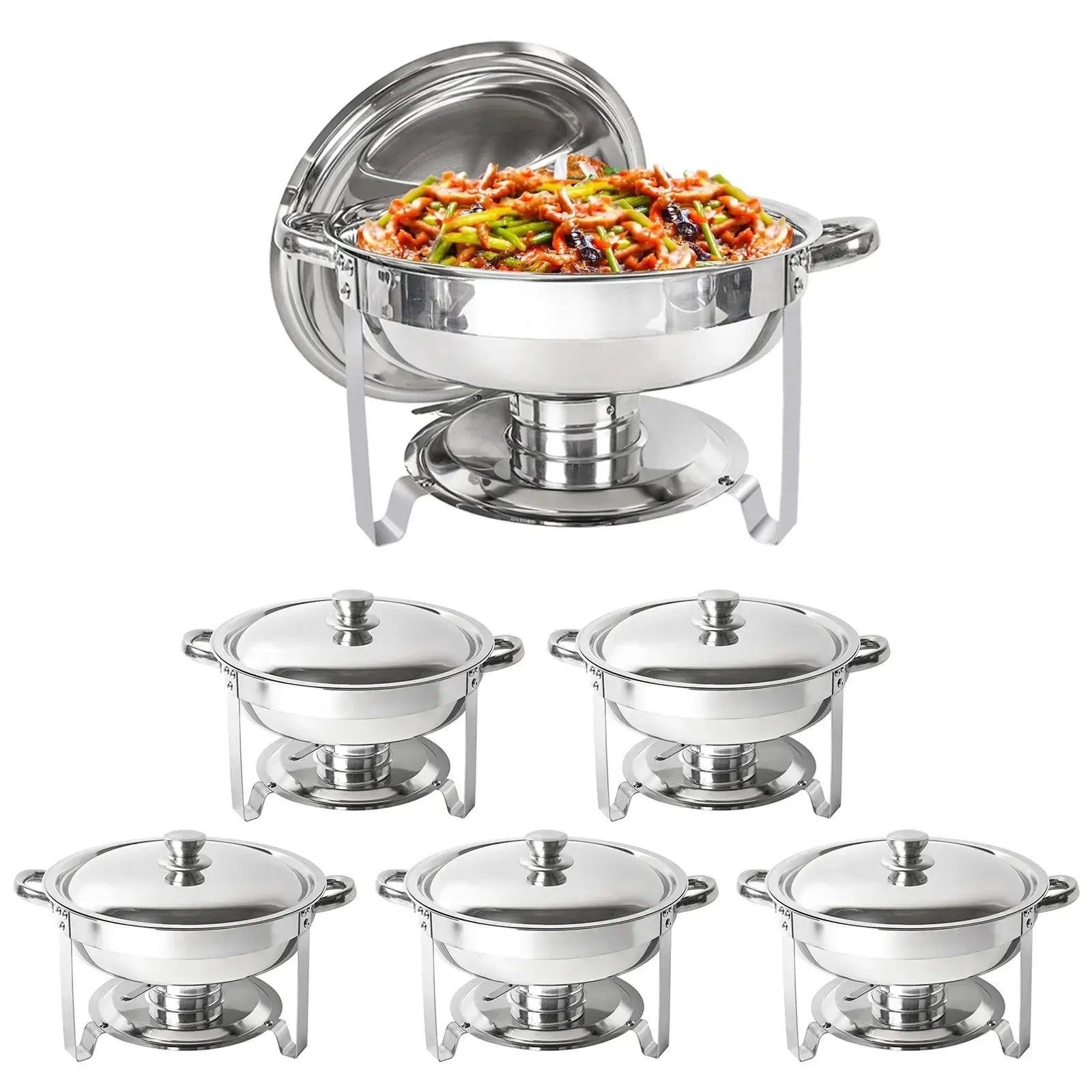 IMACONE Chafing Dish Buffet Set, 5Qt 6-Pack Stainless Steel Round Cate