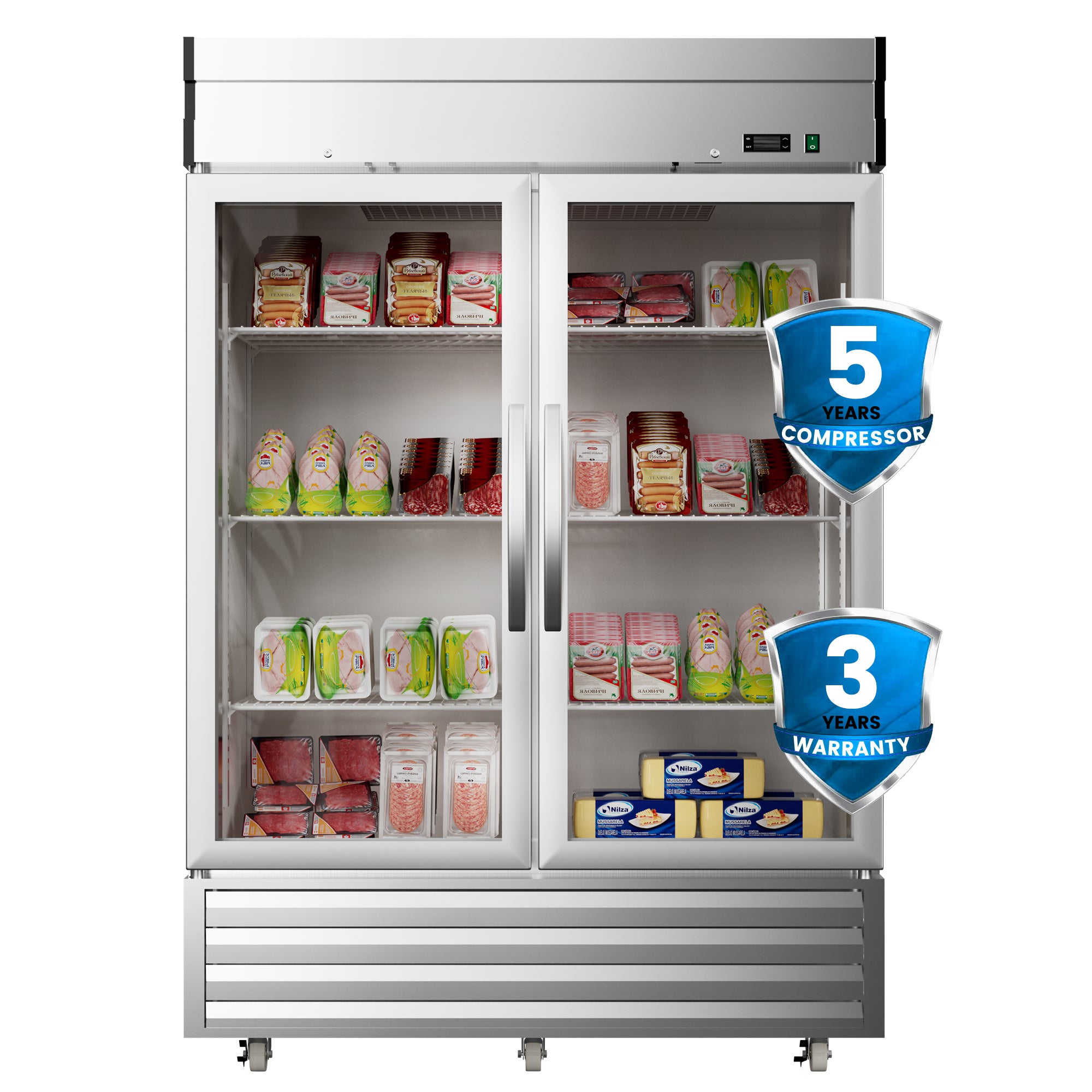KICHKING 49 Cu.ft Reach-In Refrigerator- Commercial Glass Door Two ...