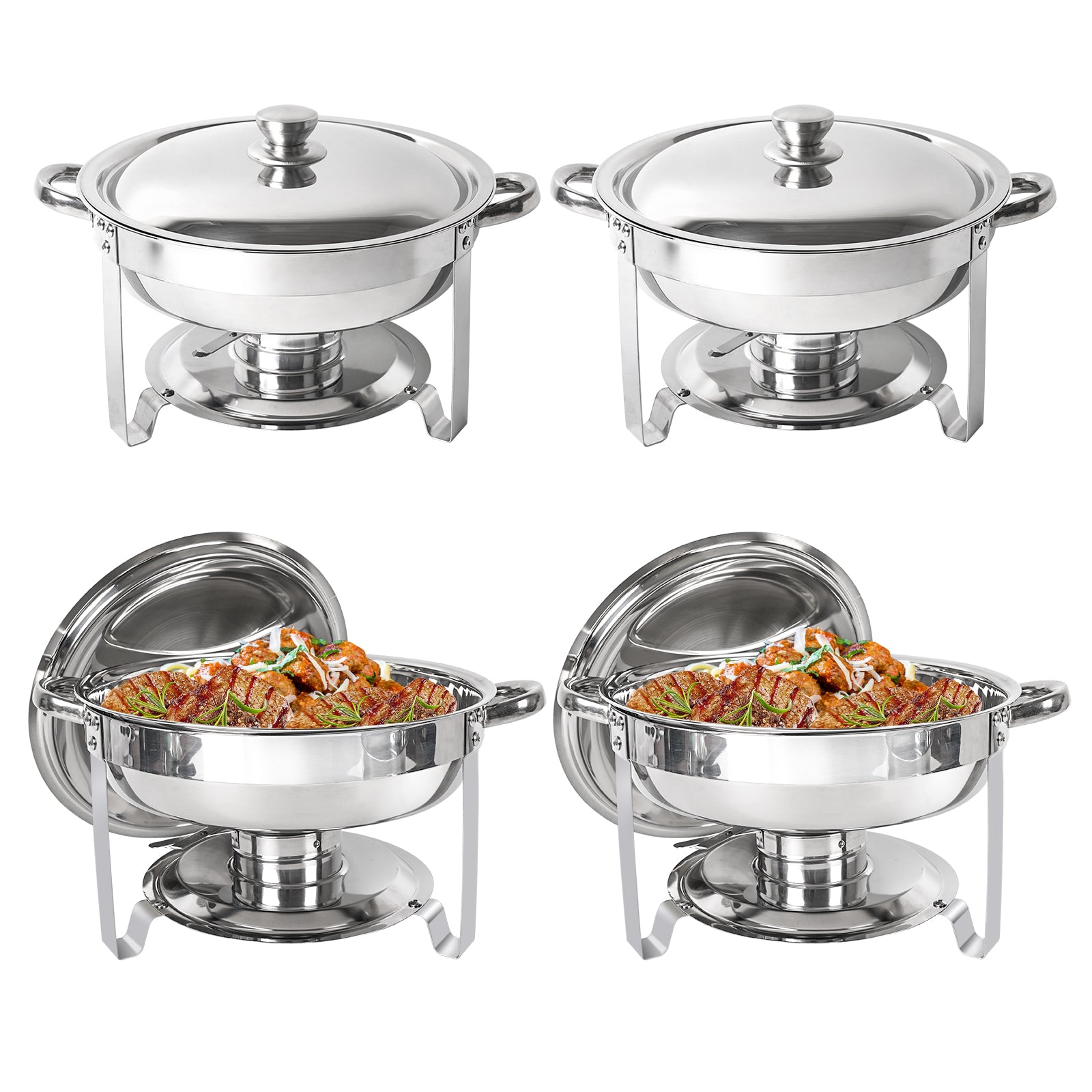IMACONE Upgraded Chafing Dish Buffet Set of 4 Pack, 5QT Round