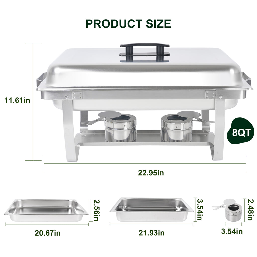 IMACONE 2 Pack Chafing Dish Buffet Warmer Set, 8QT Rectangular