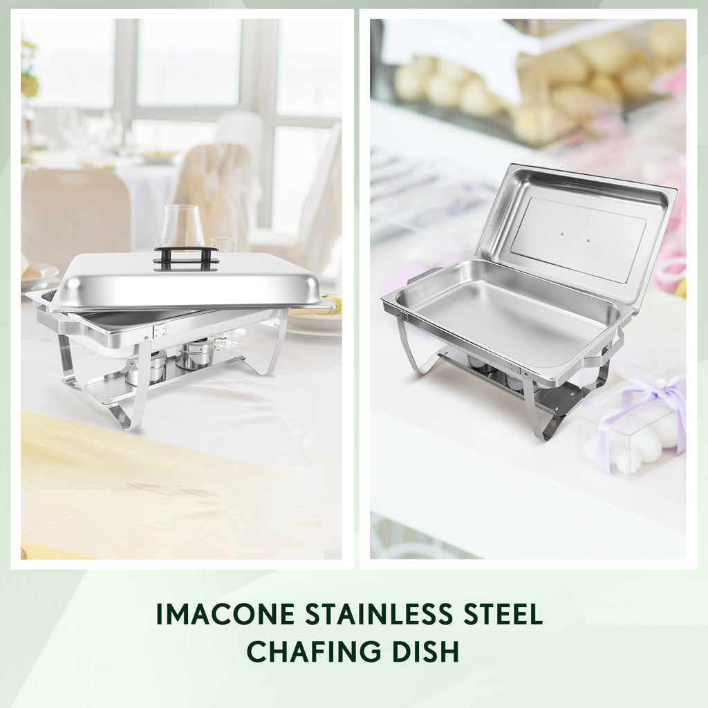 IMACONE 2 Pack Chafing Dish Buffet Warmer Set, 8QT Rectangular